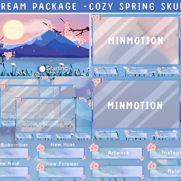 Blue Sakura Twitch Overlay - Etsy