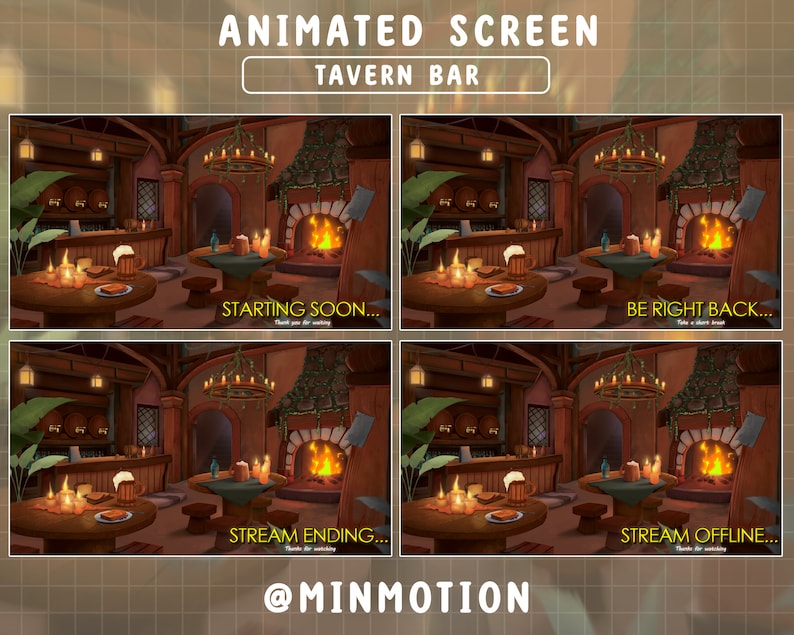 Animated Warm Tavern Twitch Screen / Medieval Fantasy Tavern - Etsy