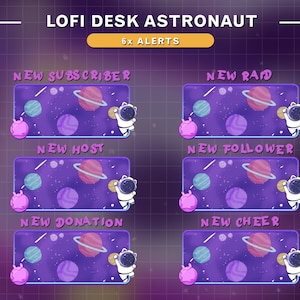 Animated Lofi Desk Full Package/ Astronaut Theme Twitch Overlay ...