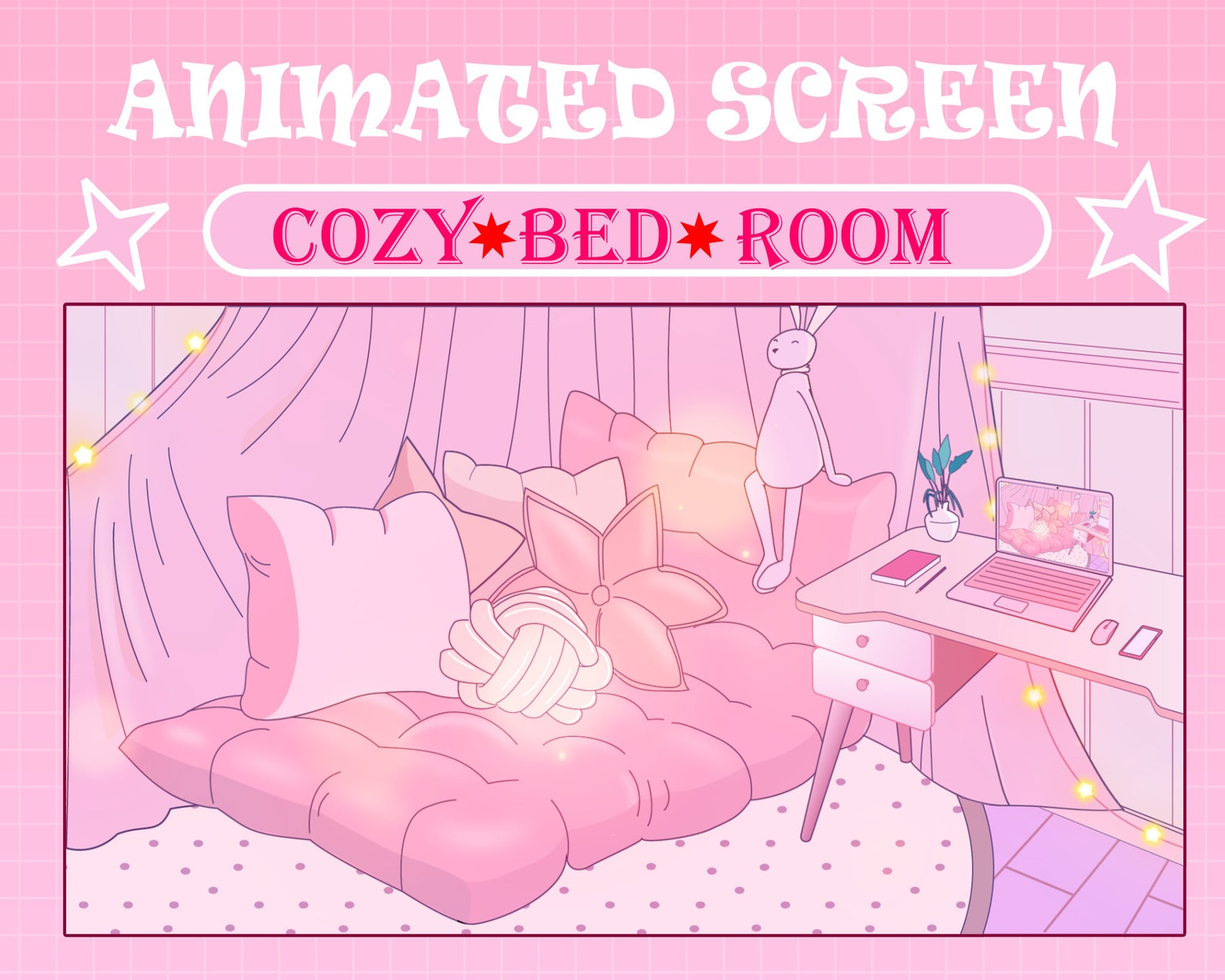 4x Animated Love Cozy Bedroom With Rabbit Twitch Screen - Etsy