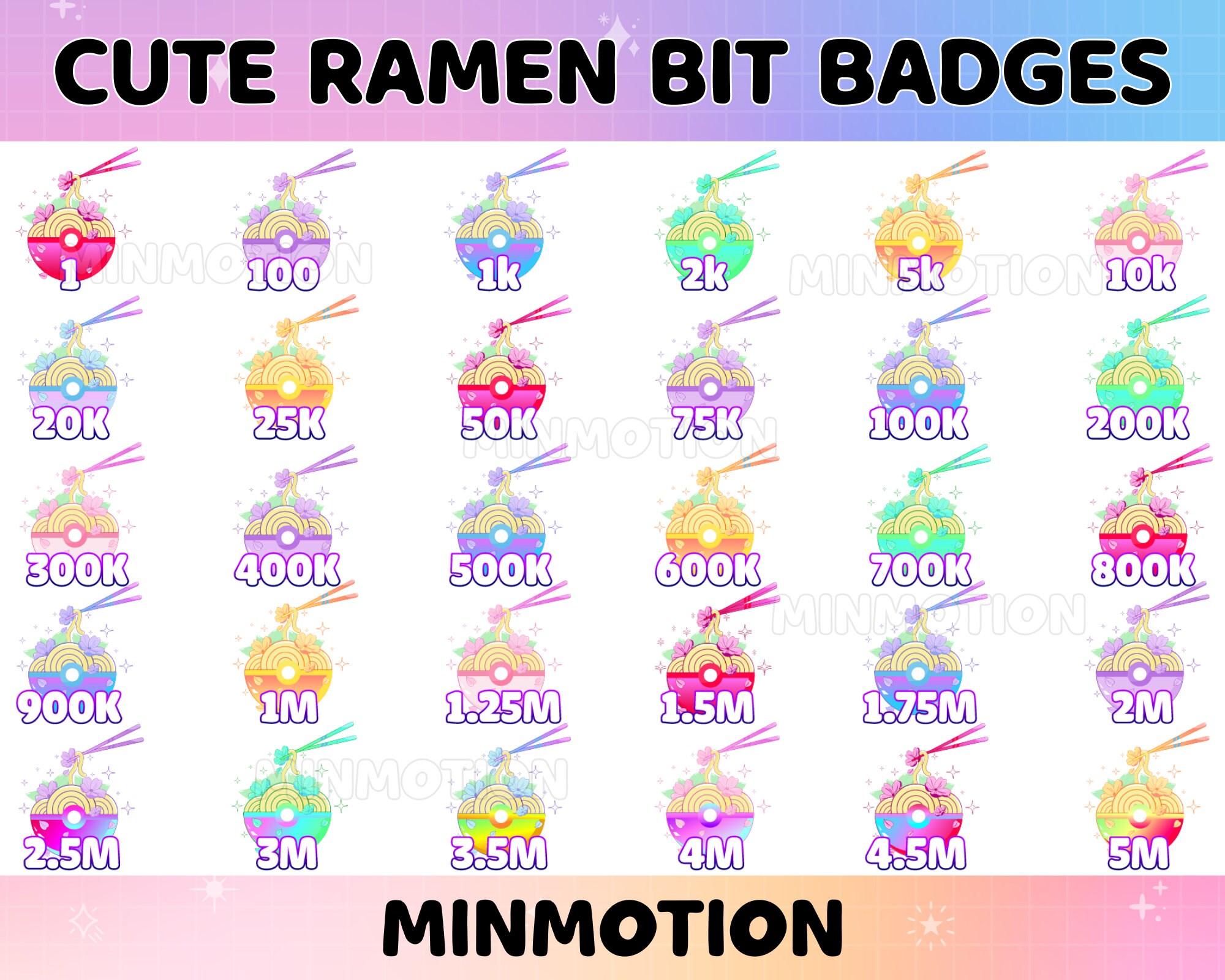 Cute Ramen Twitch Bit Badges / Complete Twitch Bit Badges Set - Etsy