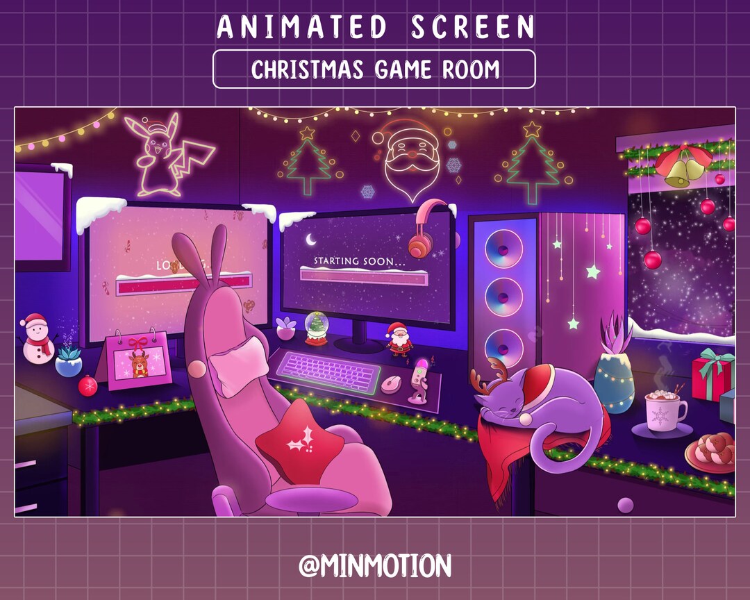 5x Twitch Animated Cozy Christmas Gaming Room Stream Screens / Lo-fi ...