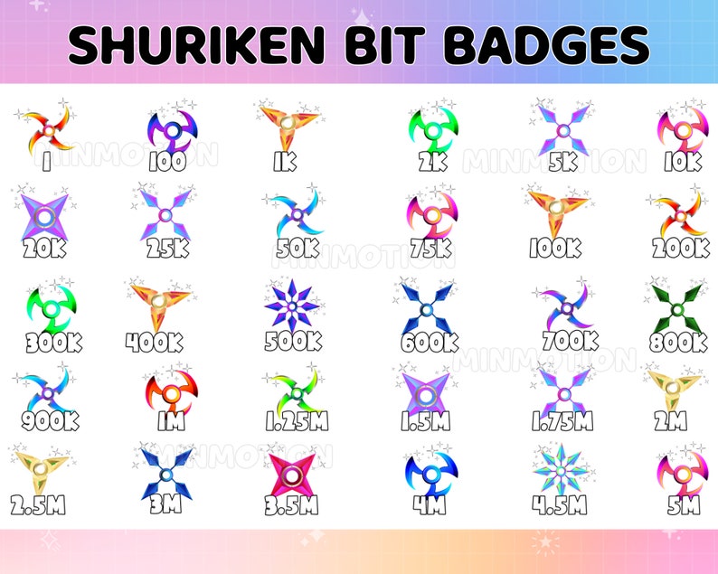 Shuriken Twitch Bit Badges / Complete Twitch Bit Badges Set / - Etsy