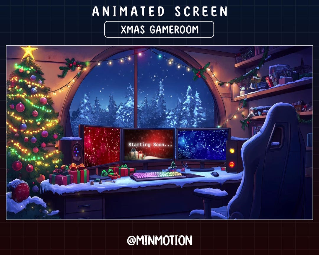 5x Animated Christmas Lofi Desk Twitch Screen / Christmas Twitch ...