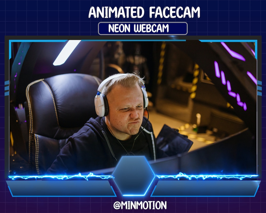 Twitch Animated Webcam Border Overlay / Blue Neon Webcam Overlays Pack ...