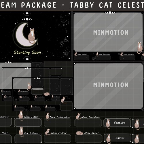 Animated Black Cat Twitch Stream Screen / Celestial Night - Etsy