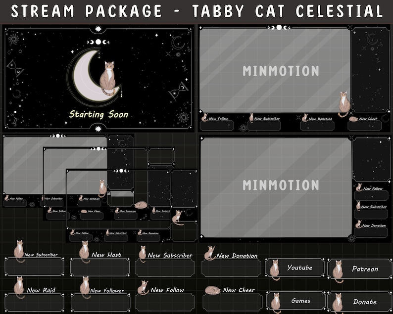 FULL ANIMATED Tabby Cat Twitch Stream Package/ Celestial Night - Etsy FULL ANIMATED Tabby Cat Twitch Stream Package/ Celestial Night - Etsy