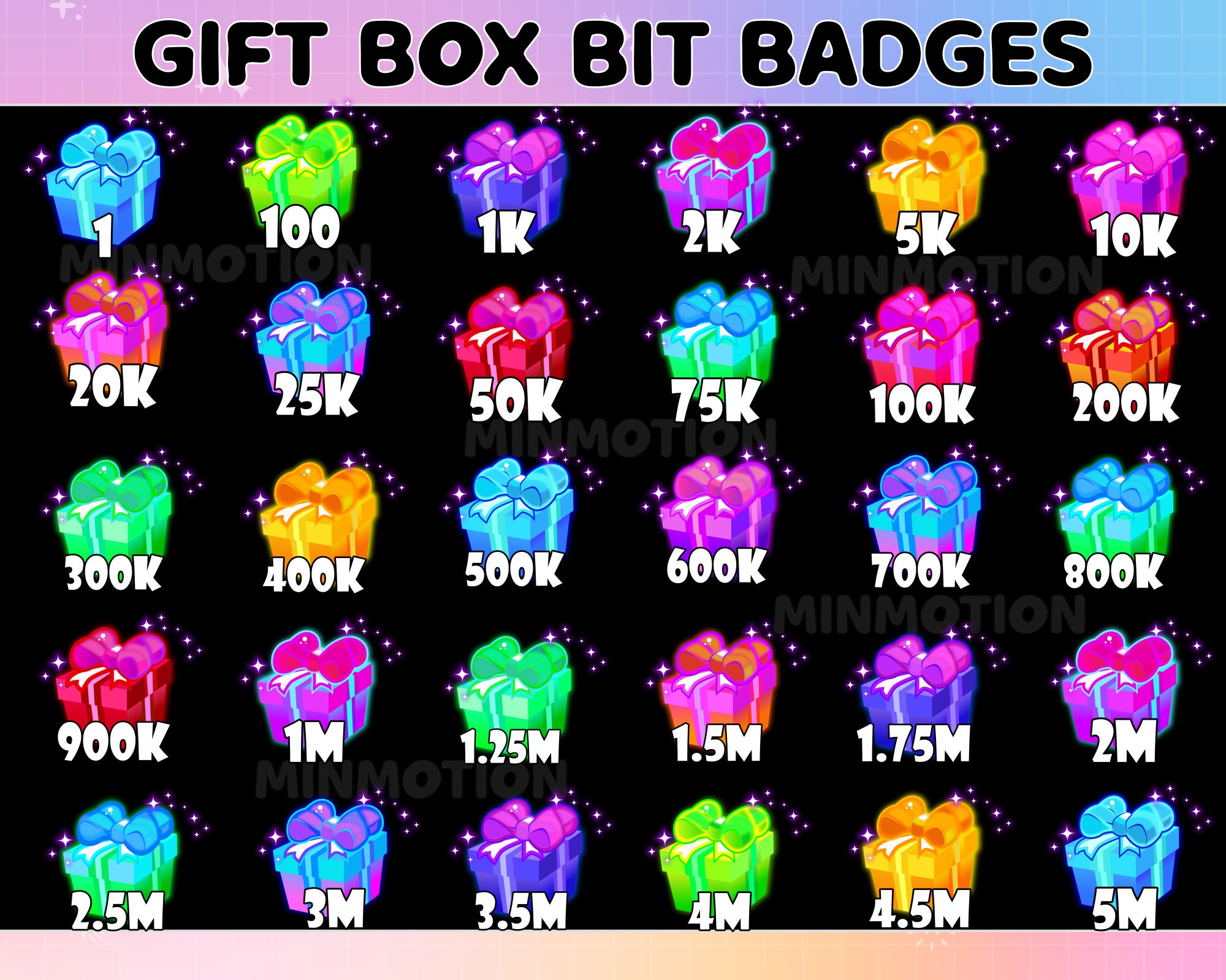 30x Gift Box Twitch Bit Badges / Complete Twitch Bit Badges - Etsy