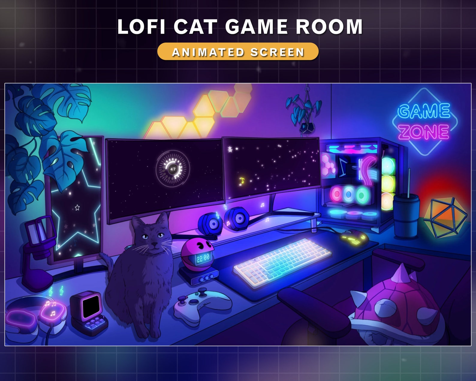 Animated Lofi Gaming Room Twitch Stream Screen / Lofi Aesthetic Gaming ...