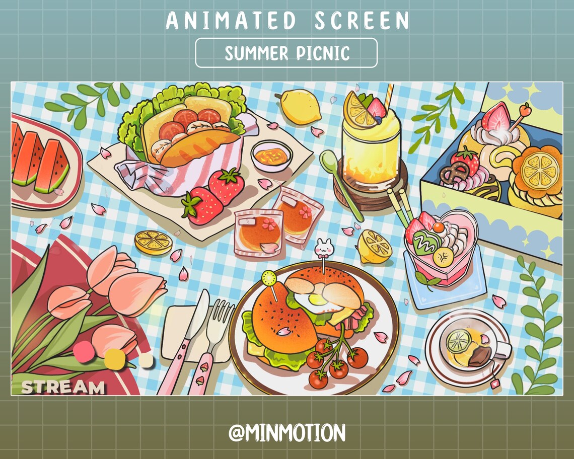 Animated Summer Dessert Twitch Stream Screen / Kawaii Lemon Tea ...