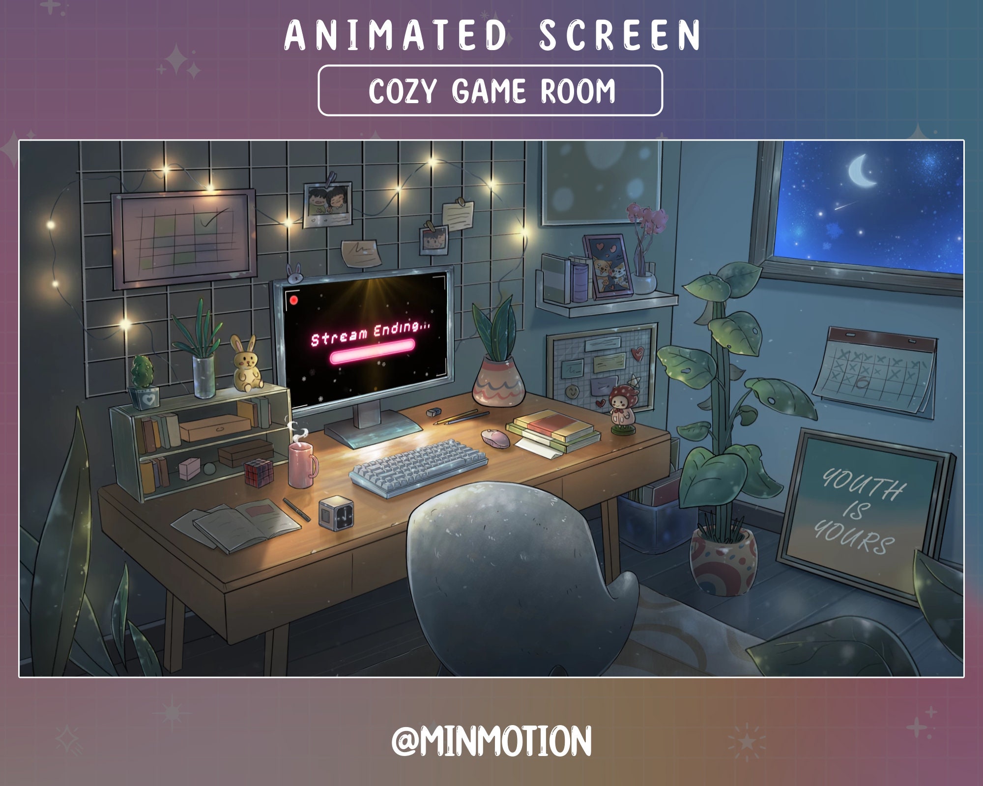 5x Lofi Gaming Room Twitch Screen animado / Lofi Aesthetic - Etsy México