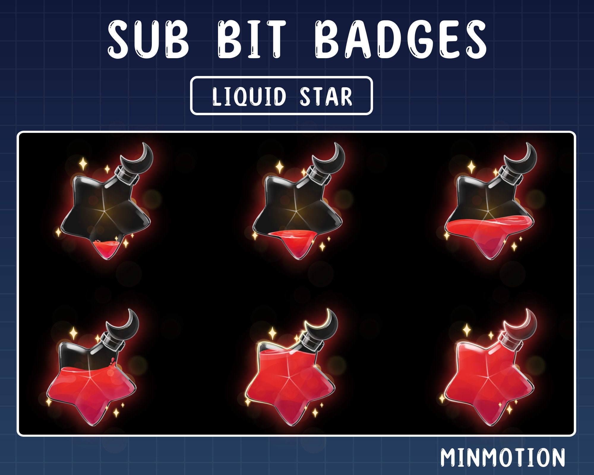 Red Liquid Star Sub Bit Badges / Twitch Sub / Bit Badges / - Etsy