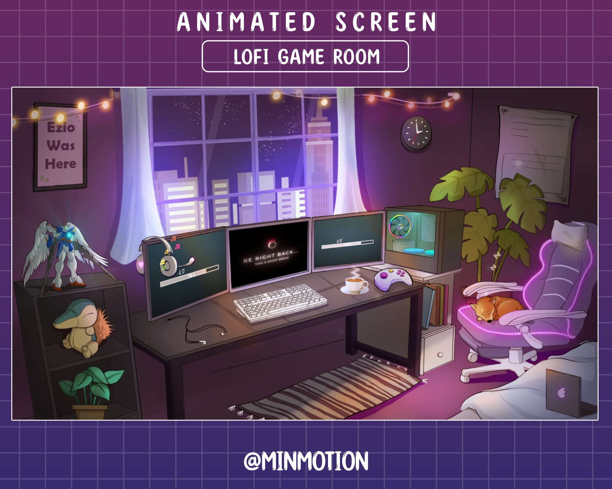 Animated Purple Gaming Room Twitch Stream Full Package / Lofi - Etsy