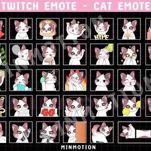 34 Twitch Emotes Cute Kitty Cat / Twitch Sub Emotes / Kawaii Chibi ...