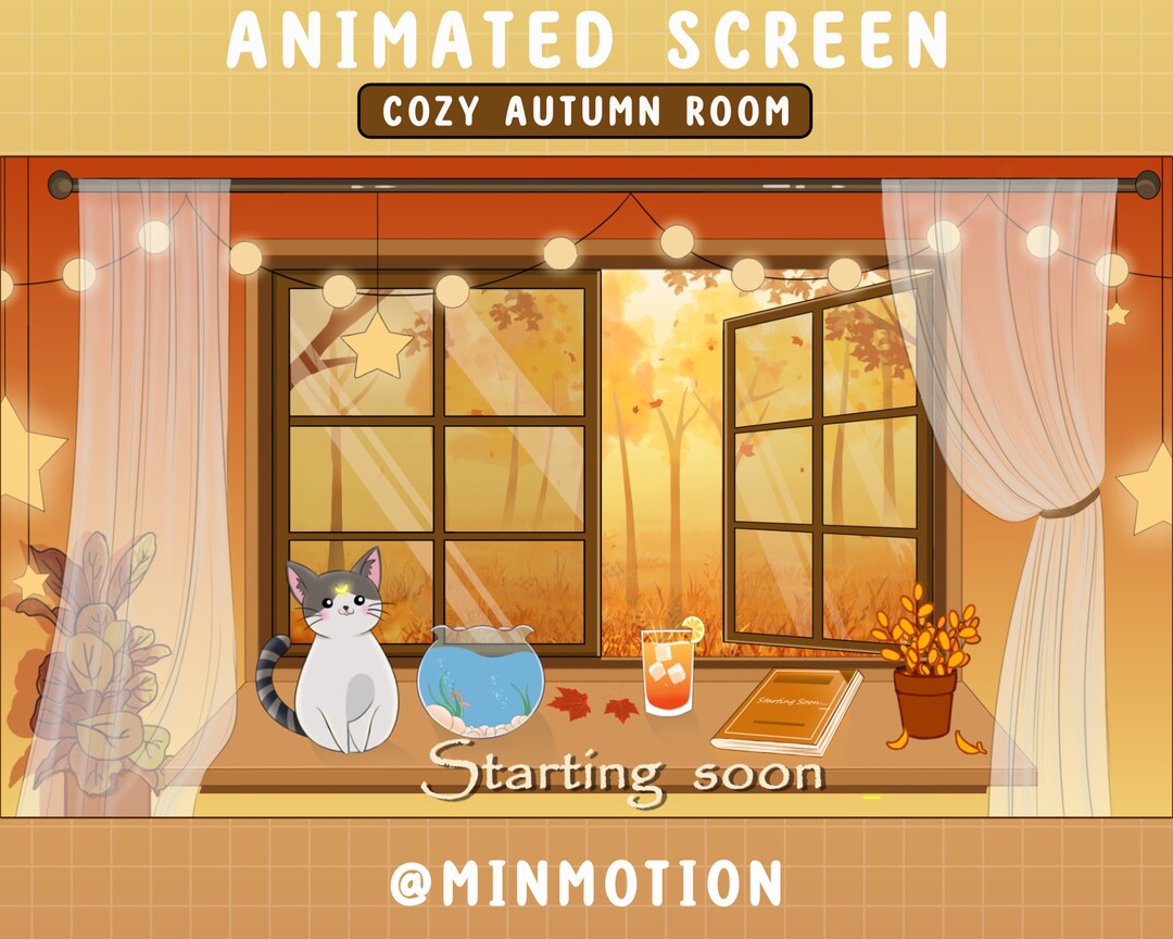 ANIMATED Twitch Stream Screen / Autumn Cozy Falls Season / Cute Kitty ...