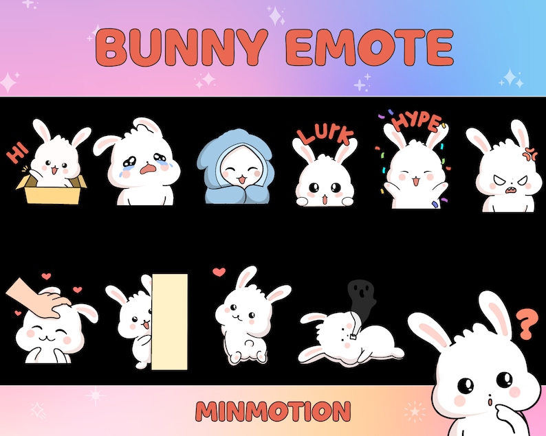 Cute Bunny Twitch Discord Emotes / Rabbit Twitch Emotes Pack / - Etsy