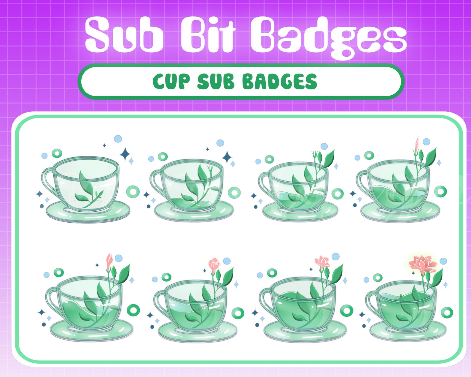 Tea Cup Sub Badges for Streamer | Flower Sub Badges | Bit Badges ...