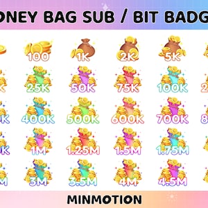 30x Money Bag Twitch Bit Badges / Dollar Bit Badges / Bit Tier Badges ...