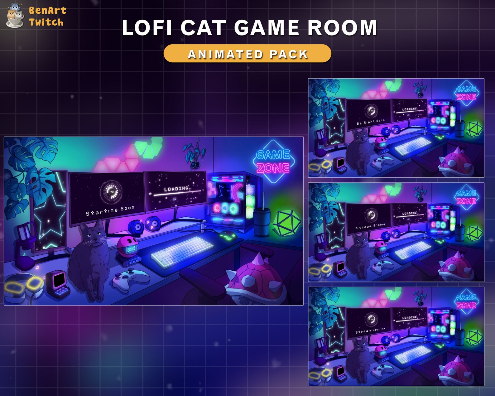 Animated Lofi Gaming Room Twitch Stream Full Package / Lofi Aesthetic ...