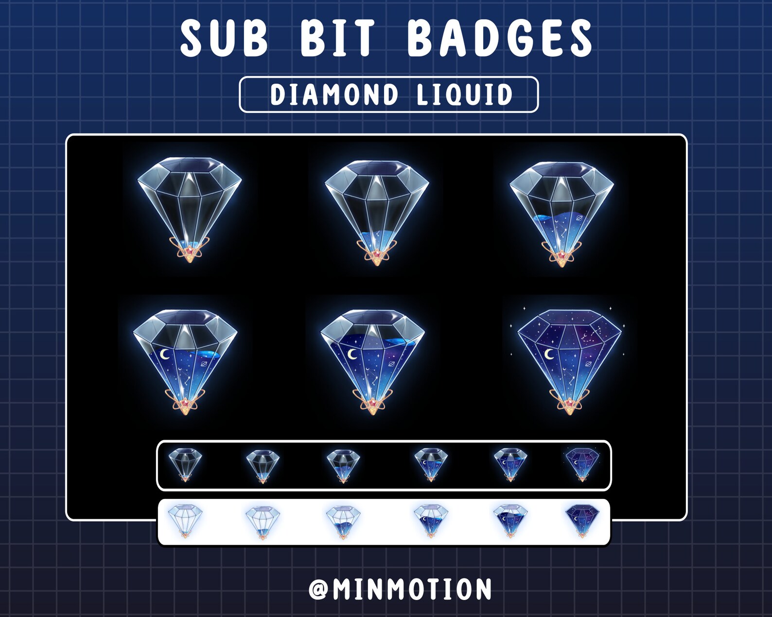 Twitch Sub Bit Badges / Diamond Liquid Badges for Streamer / - Etsy