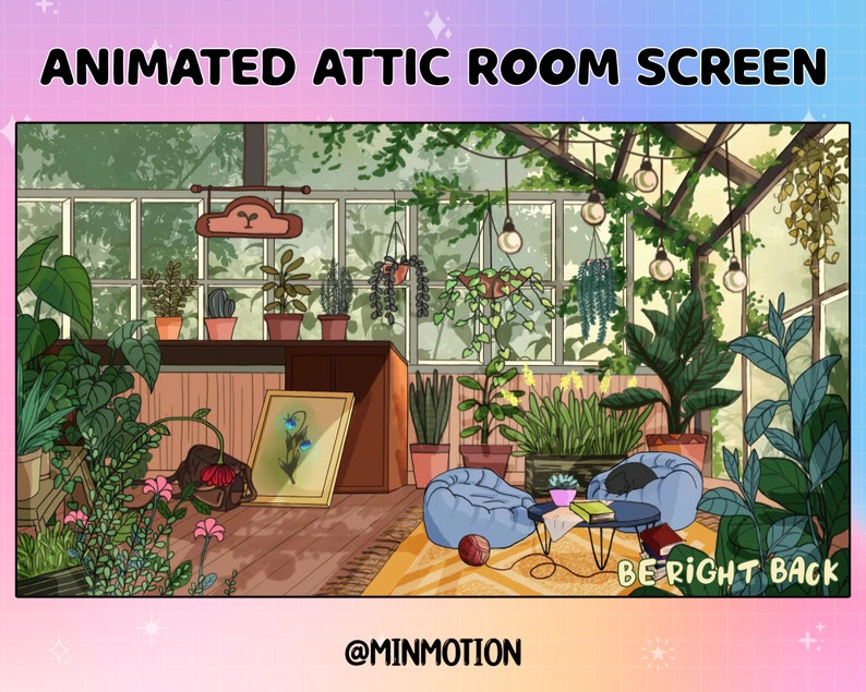 Animated Attic Room Twitch Screen / Kawaii Twitch Overlay / - Etsy