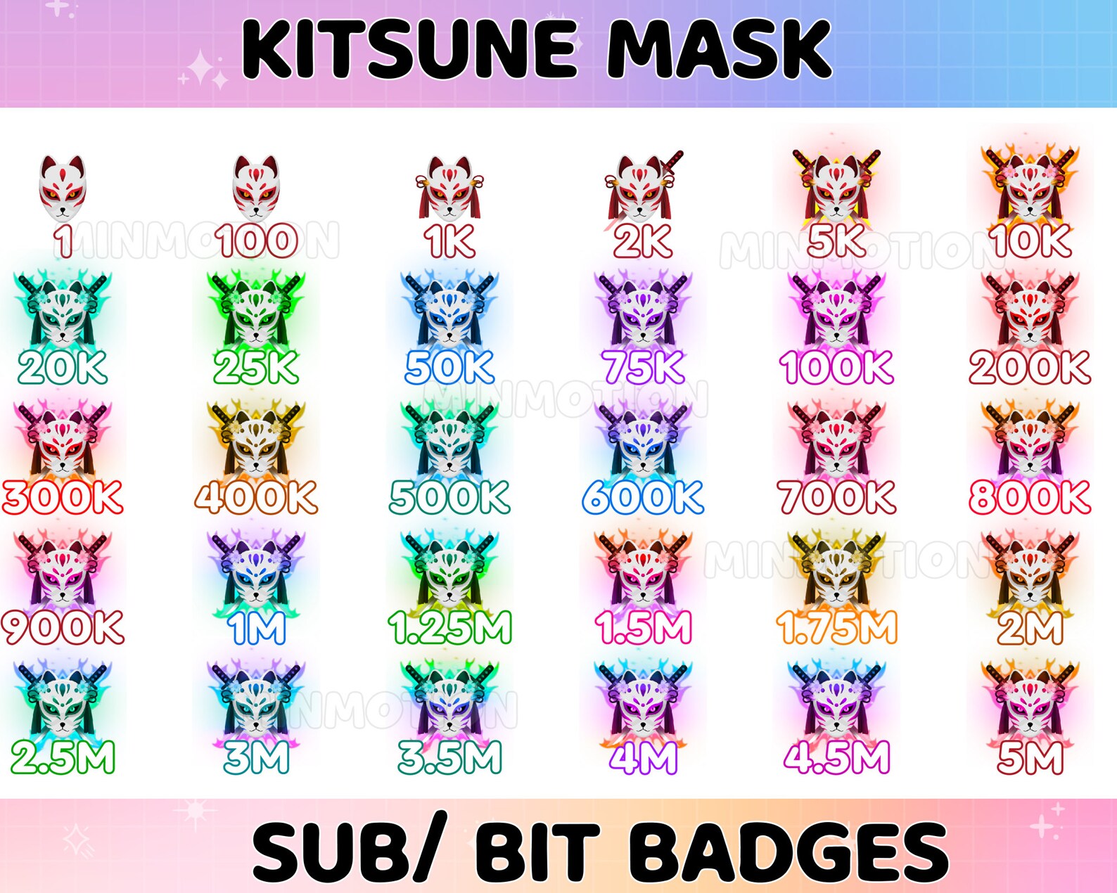 Kitsune Mask Twitch Bit Badges / Complete Twitch Bit Badges - Etsy