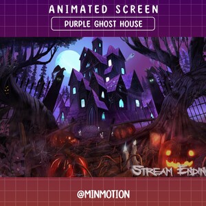 Animated Purple Ghost House Twitch Stream Screen / Spooky House in the ...