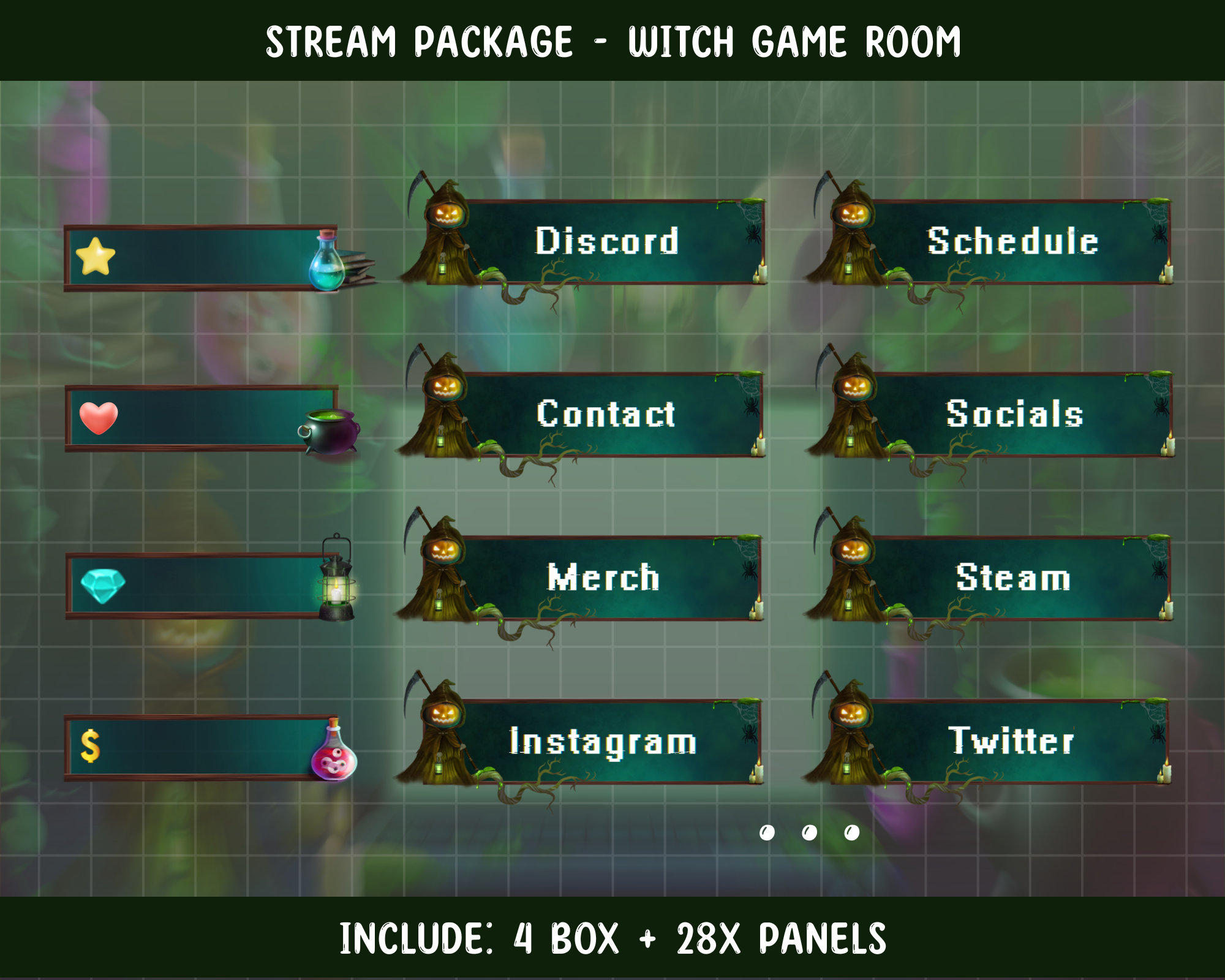 Animated Witchy Gameroom Full Package / Cute Witchcraft Scenes / Death ...