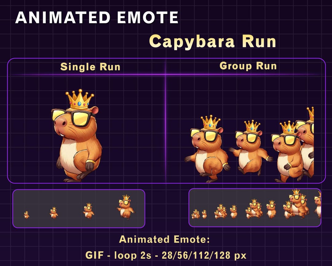 2x Animated Capybara Twitch Emote, Cute Capybara Stream Emote for ...