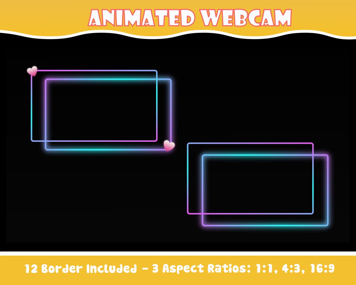 Twitch Animated Webcam Border Overlay / Neon Rounded Corners Camera ...