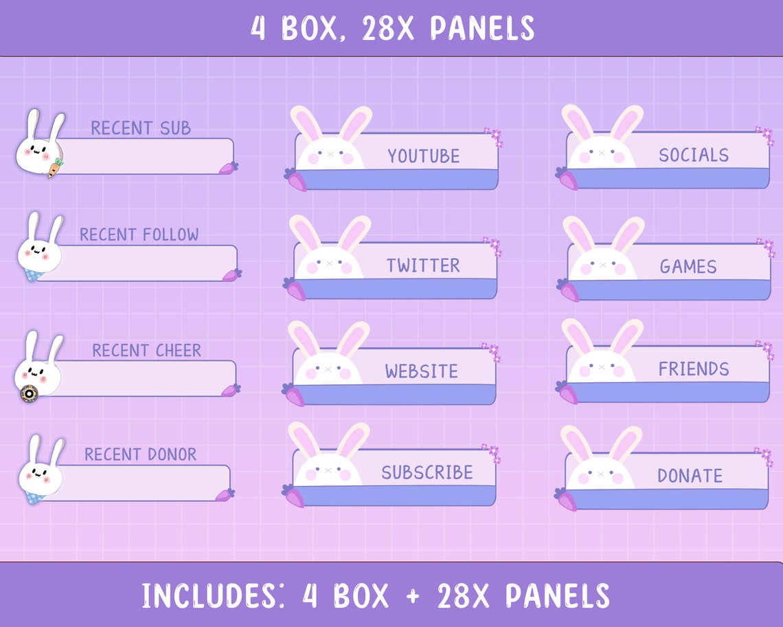 FULL ANIMATED Cute Bunny Twitch Overlay Stream Package / - Etsy