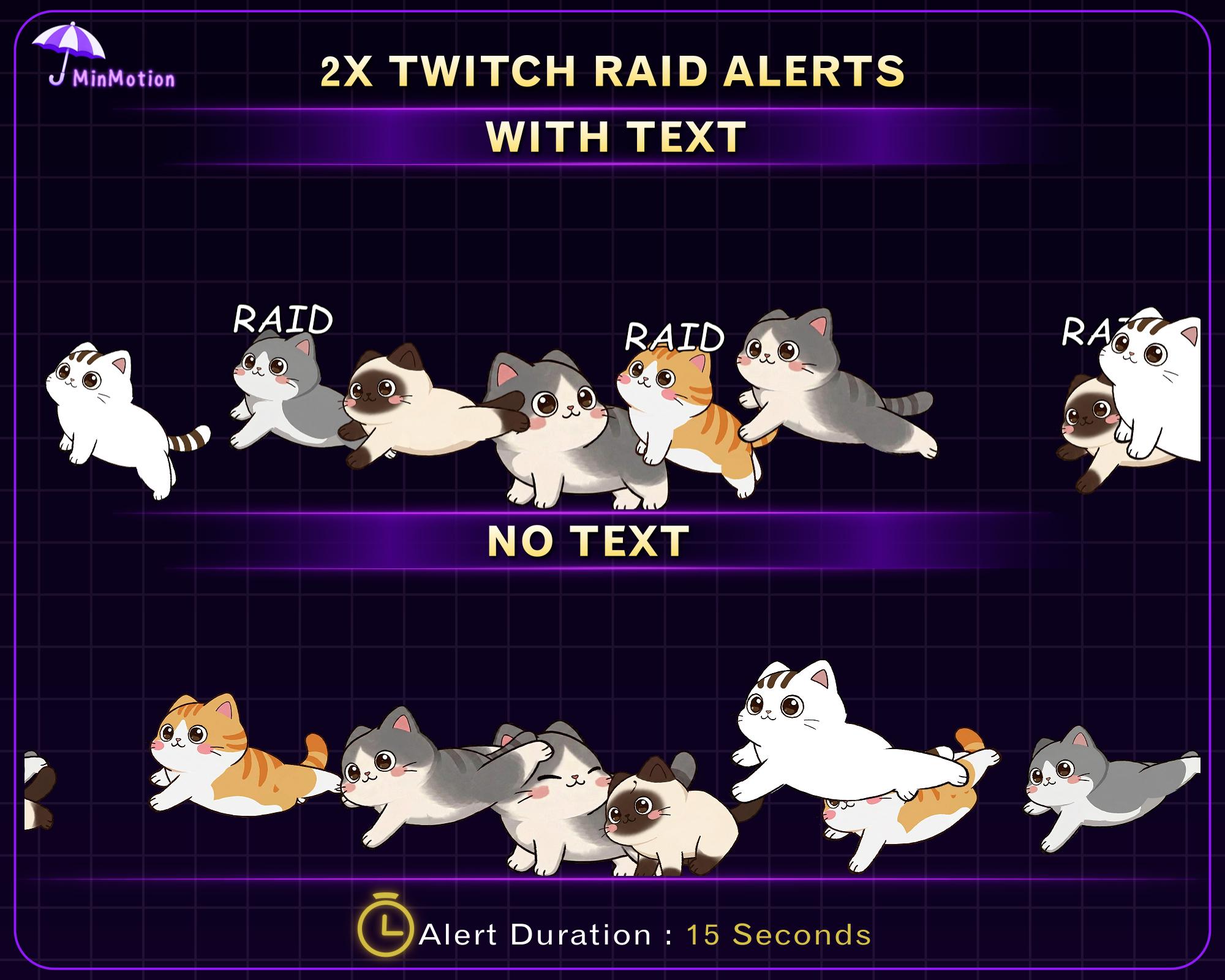 Chibi Cats Twitch Raid Alert, Cute Cat Twitch Emote, Funny Twitch Alert ...