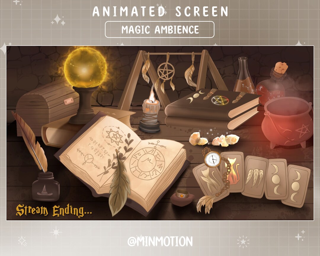 Animated Magic Ambience Twitch Stream Screen/ Tarot Books Twitch/cozy ...