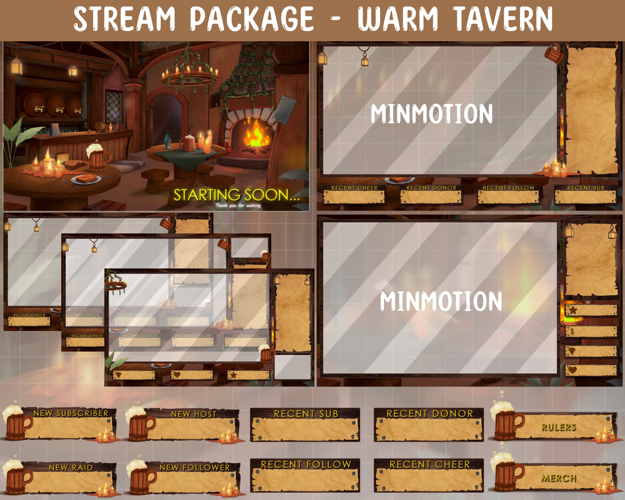 Animated Warm Tavern Twitch Stream Full Package / Medieval Fantasy ...