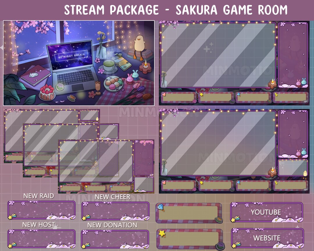 Animated Spring Lofi Desk Twitch Stream Full Package / Cherry Blossom ...