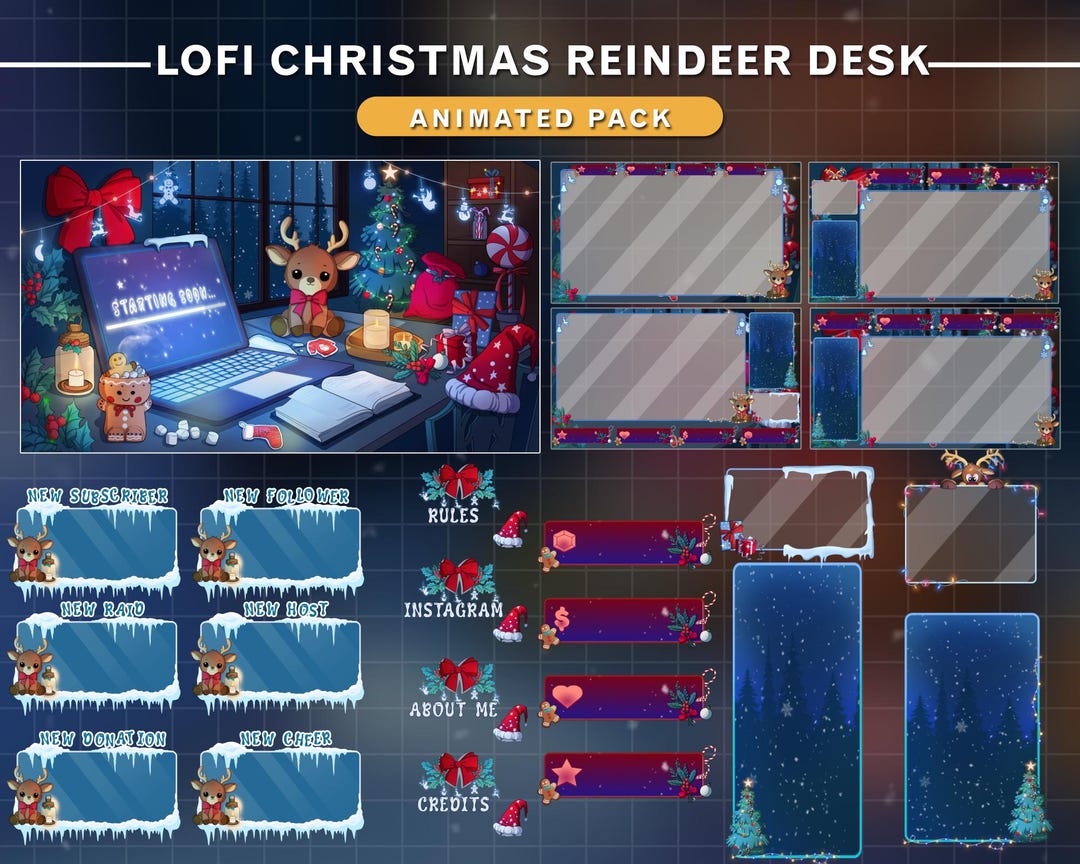 Animated Christmas Lofi Desk Twitch Full Package/ Christmas Twitch ...