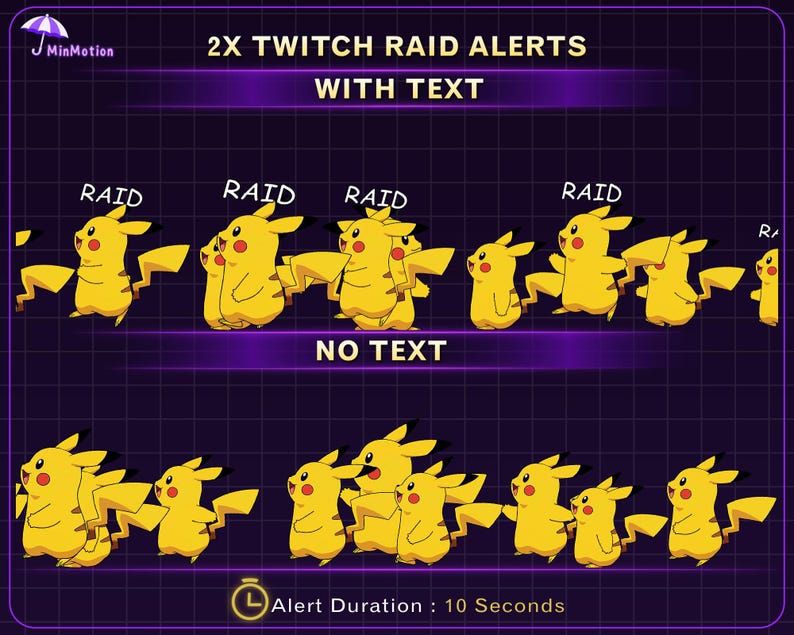 Animated Cute Pikachu Running Twitch Raid Alert, Funny Pikachu Stream ...