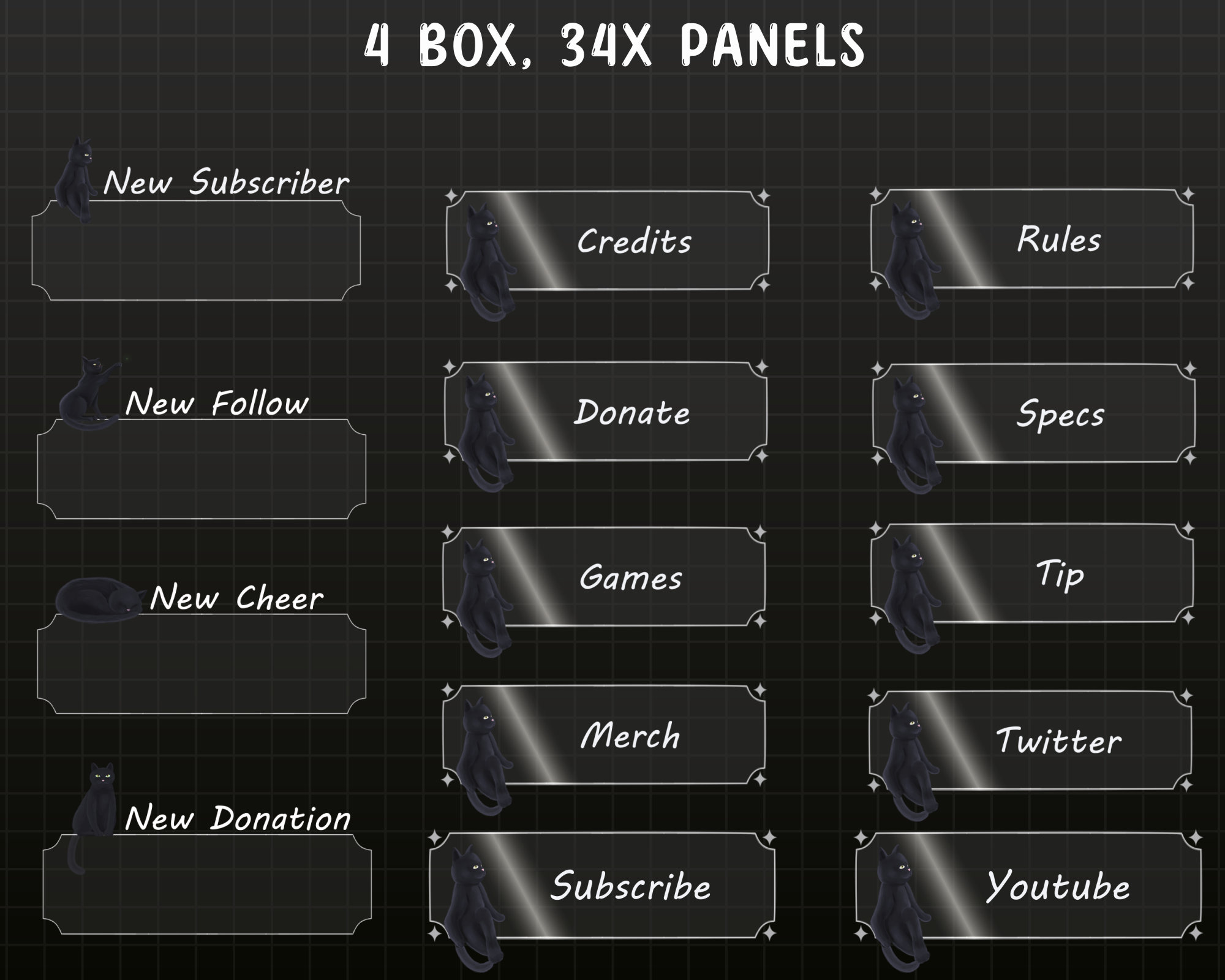 FULL ANIMATED Black Cat Twitch Stream Package/ Celestial Night - Etsy