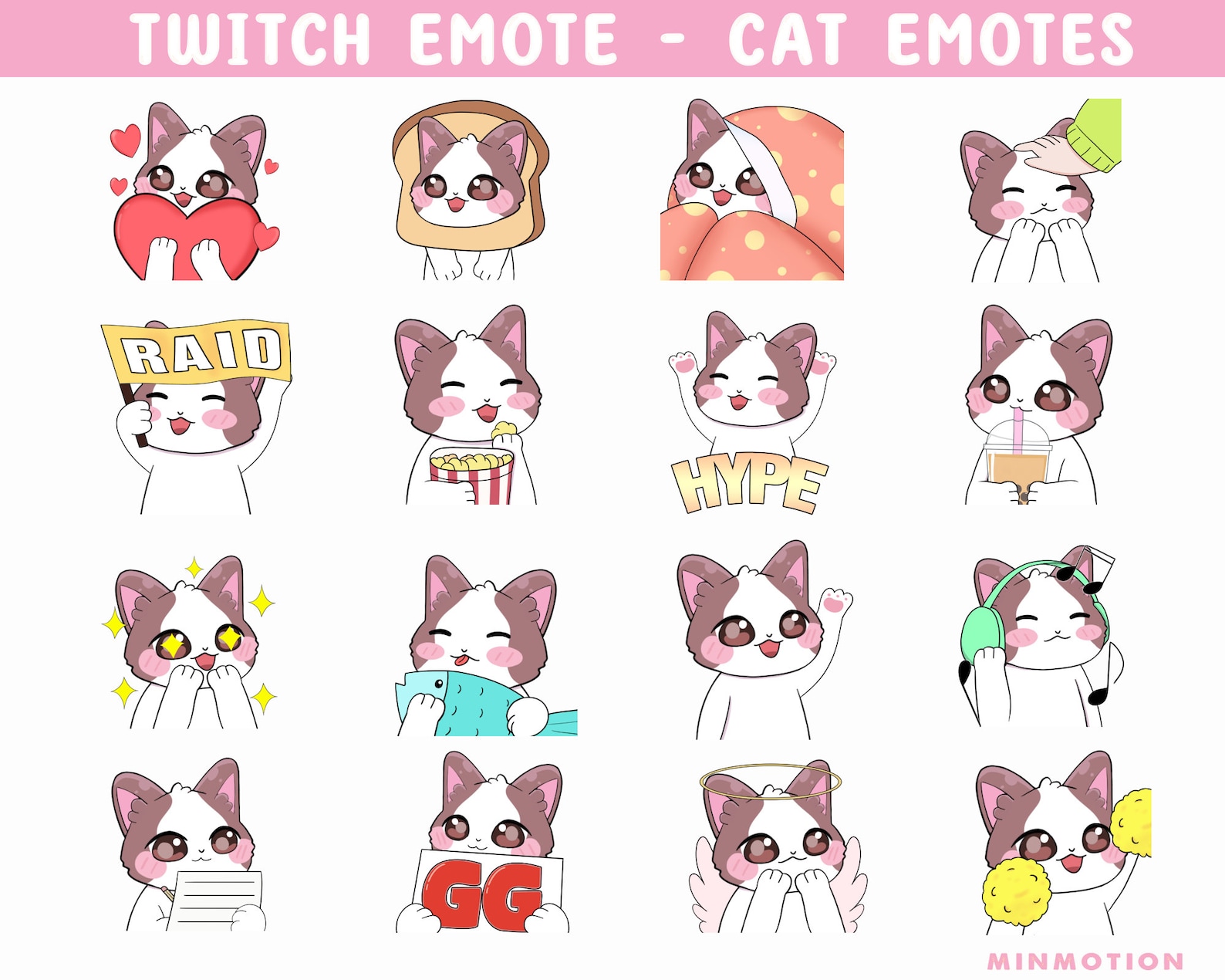 34 Twitch Emotes Cute Kitty Cat / Twitch Sub Emotes / Kawaii - Etsy