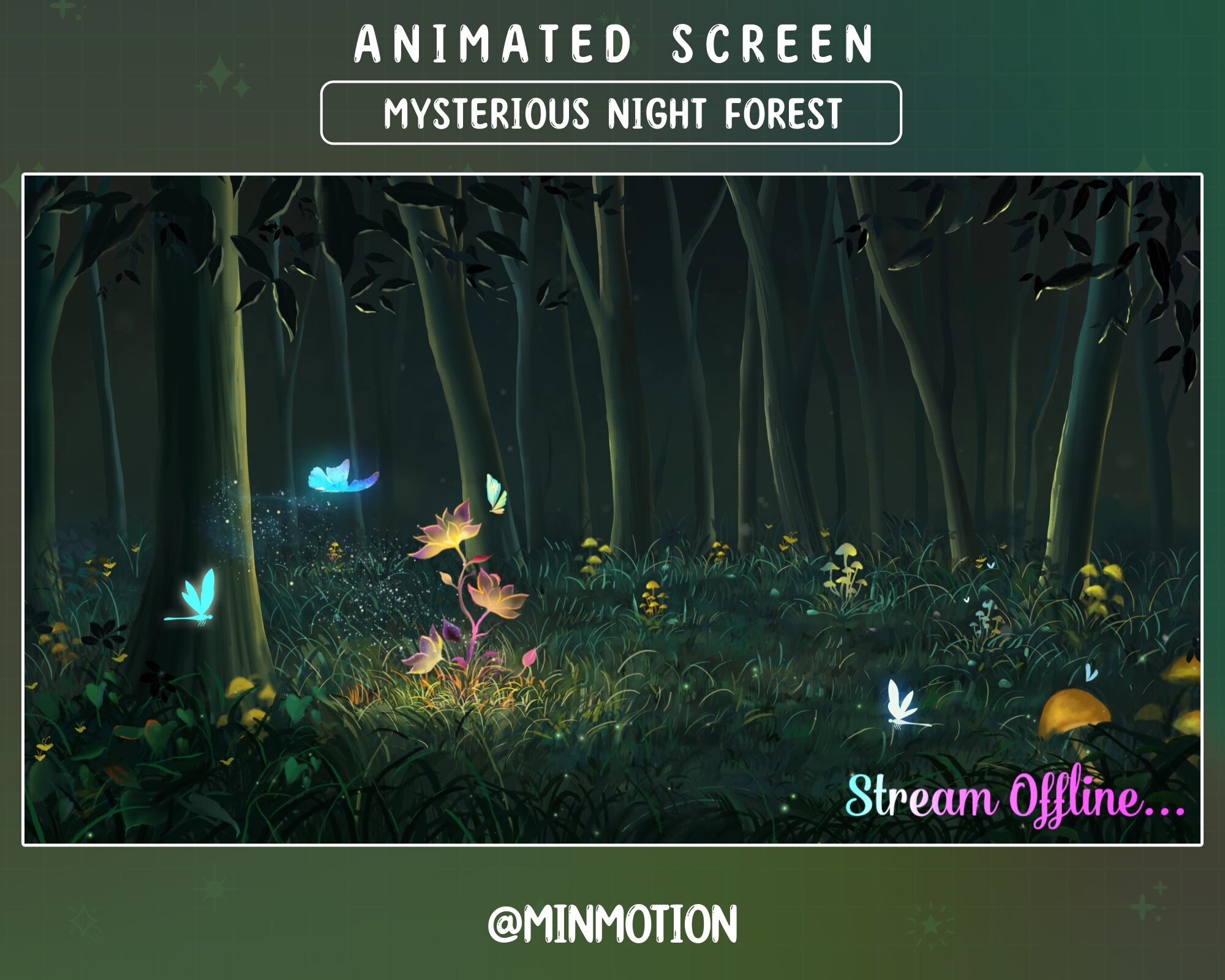 Animated Night Forest Twitch Stream Screen / Mesmerizing Night Forest ...