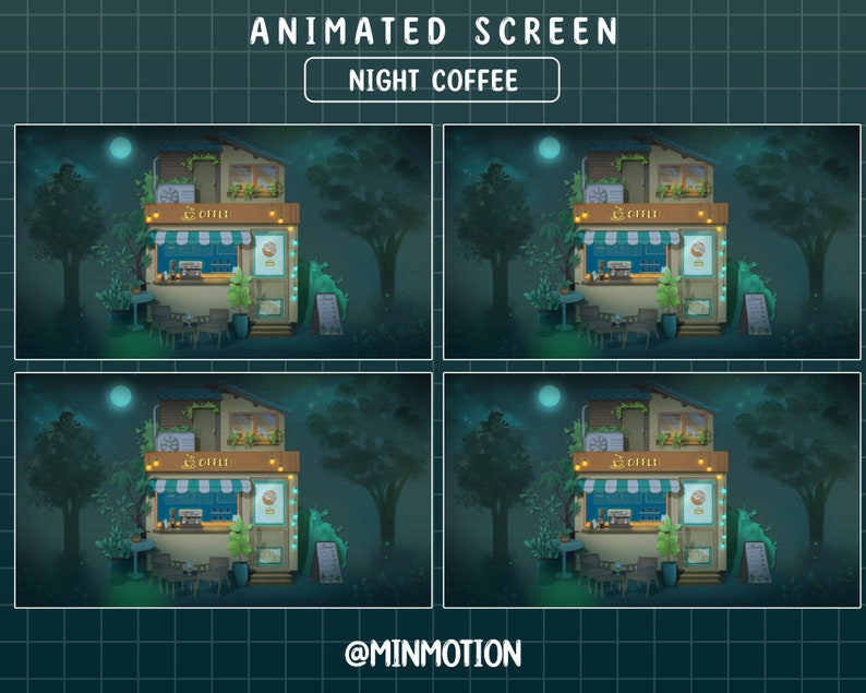 Animated Night Coffee Twitch Screen / Cozy Coffee Shop / Mysterious ...