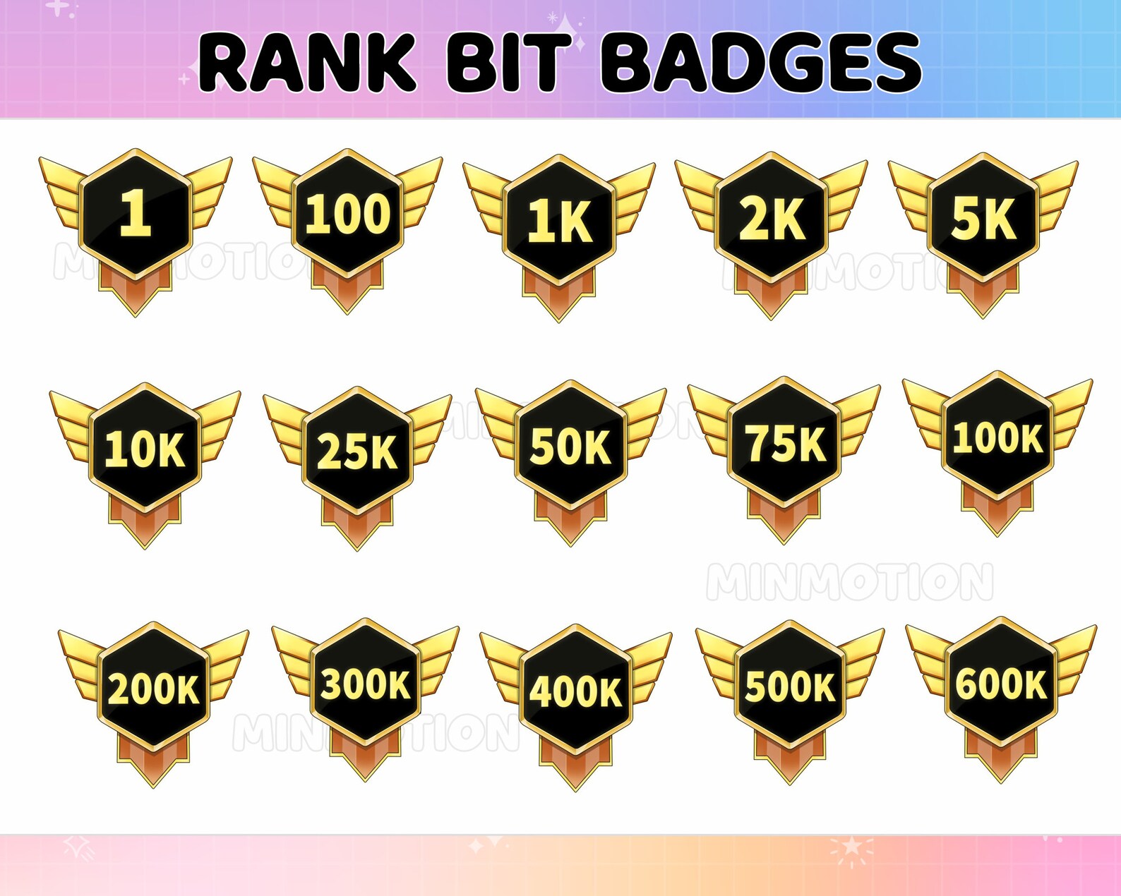 Ranks Twitch Bit Badges / Complete Twitch Bit Badges Set / Number Bit ...