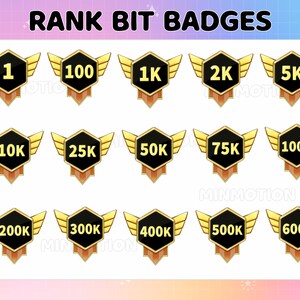Ranks Twitch Bit Badges / Complete Twitch Bit Badges Set / Number Bit ...