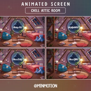 Animated Chill Attic Room Twitch Screen / Kawaii Twitch Overlay / Setup ...