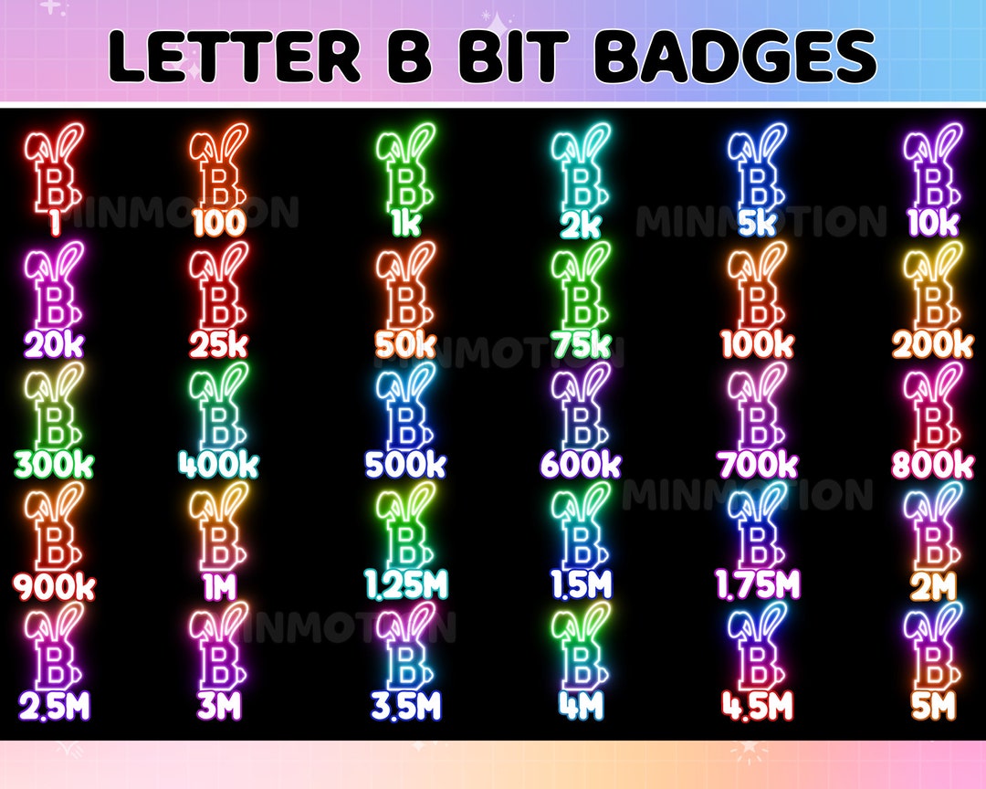 30x B Bit Badges / Complete Twitch Bit Badges Set/ Twitch Tier Badges ...