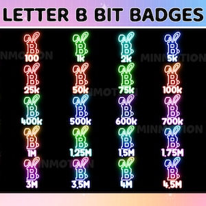 30x B Bit Badges / Complete Twitch Bit Badges Set/ Twitch Tier Badges ...