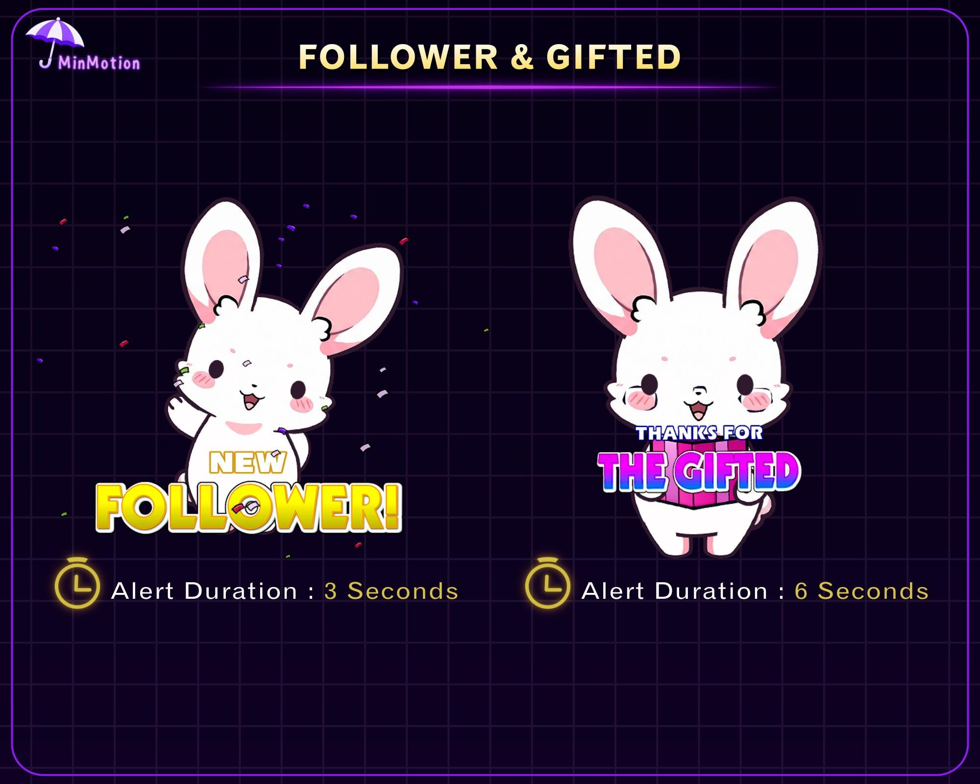 Animated Cute Bunny Twitch Alerts Pack, Bunny Mascot Alerts Bundle ...