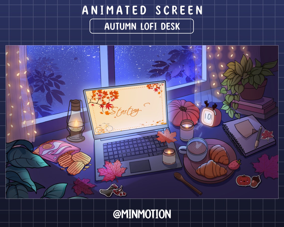 Animated Autumn Night Lofi Desk Twitch Stream Package/ Autumn - Etsy