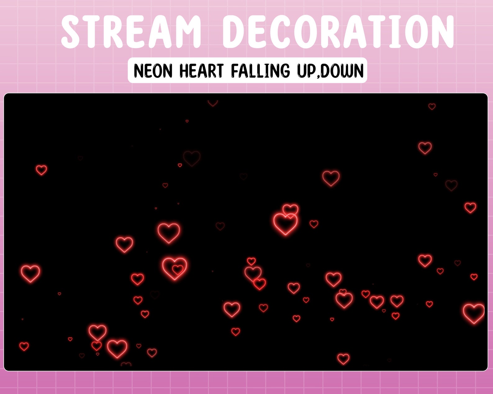 2x Animated Stream Decoration Falling Neon Red Heart Overlay / - Etsy
