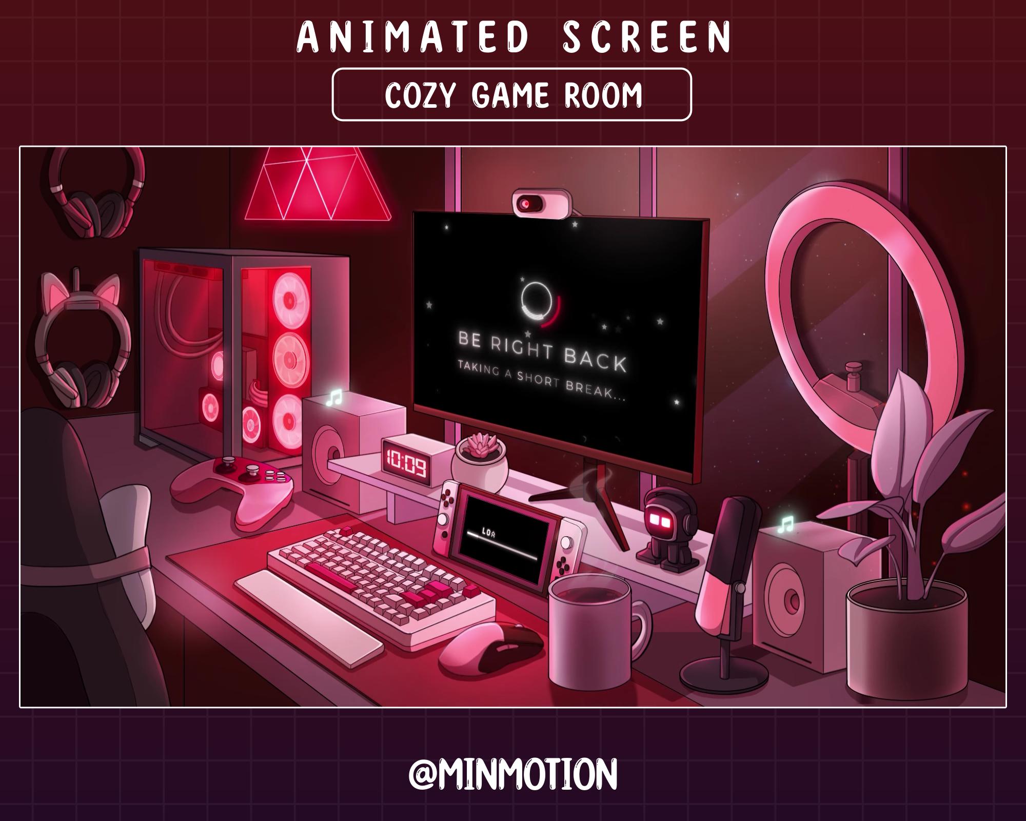Animated Cozy Red Game Room Twitch Screen / Gamer Twitch Overlay ...